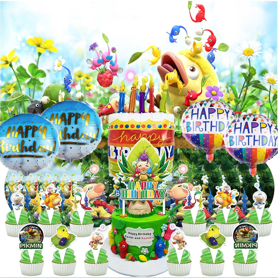 Pikmin Supplies Plates Decoration Backdrop Banner Birthday Decor ...
