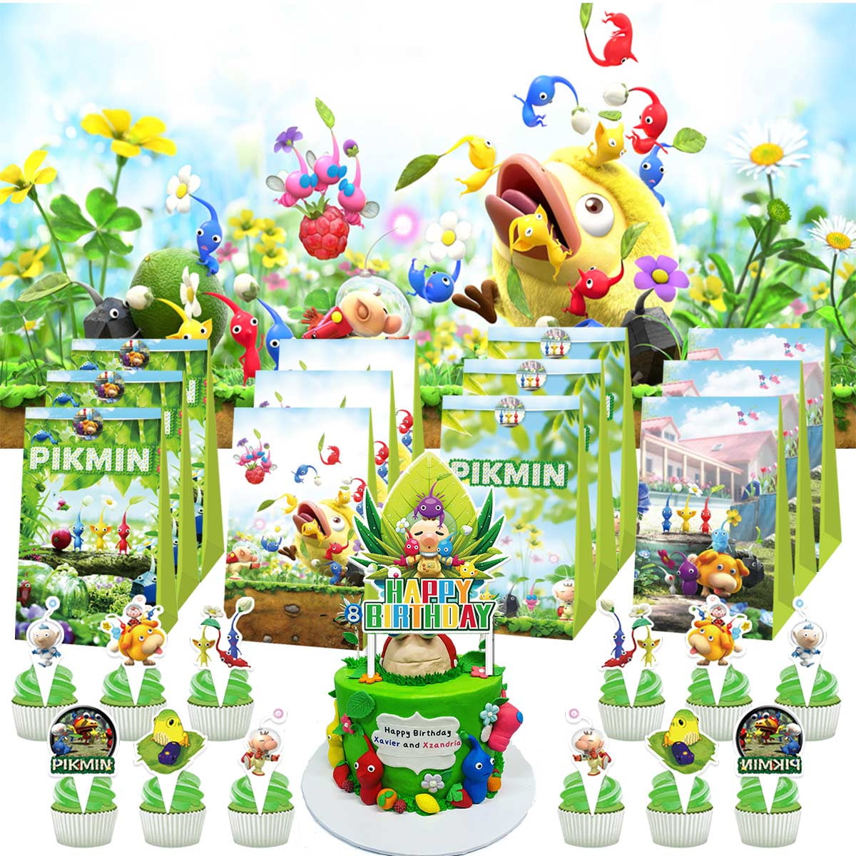 Pikmin Treat Bags Candy Decorations Party Favor Supplies Birthday Cake ...