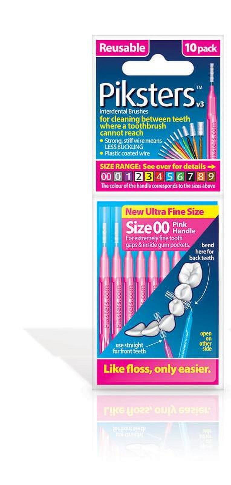 Piksters 10 pack Interdental Brushes Size 00 Pink Reusable for cleaning ...