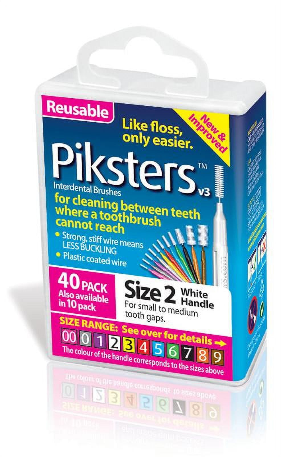 Piksters 40 Pack Interdental Brushes Size 2 White Reusable For Cleaning ...