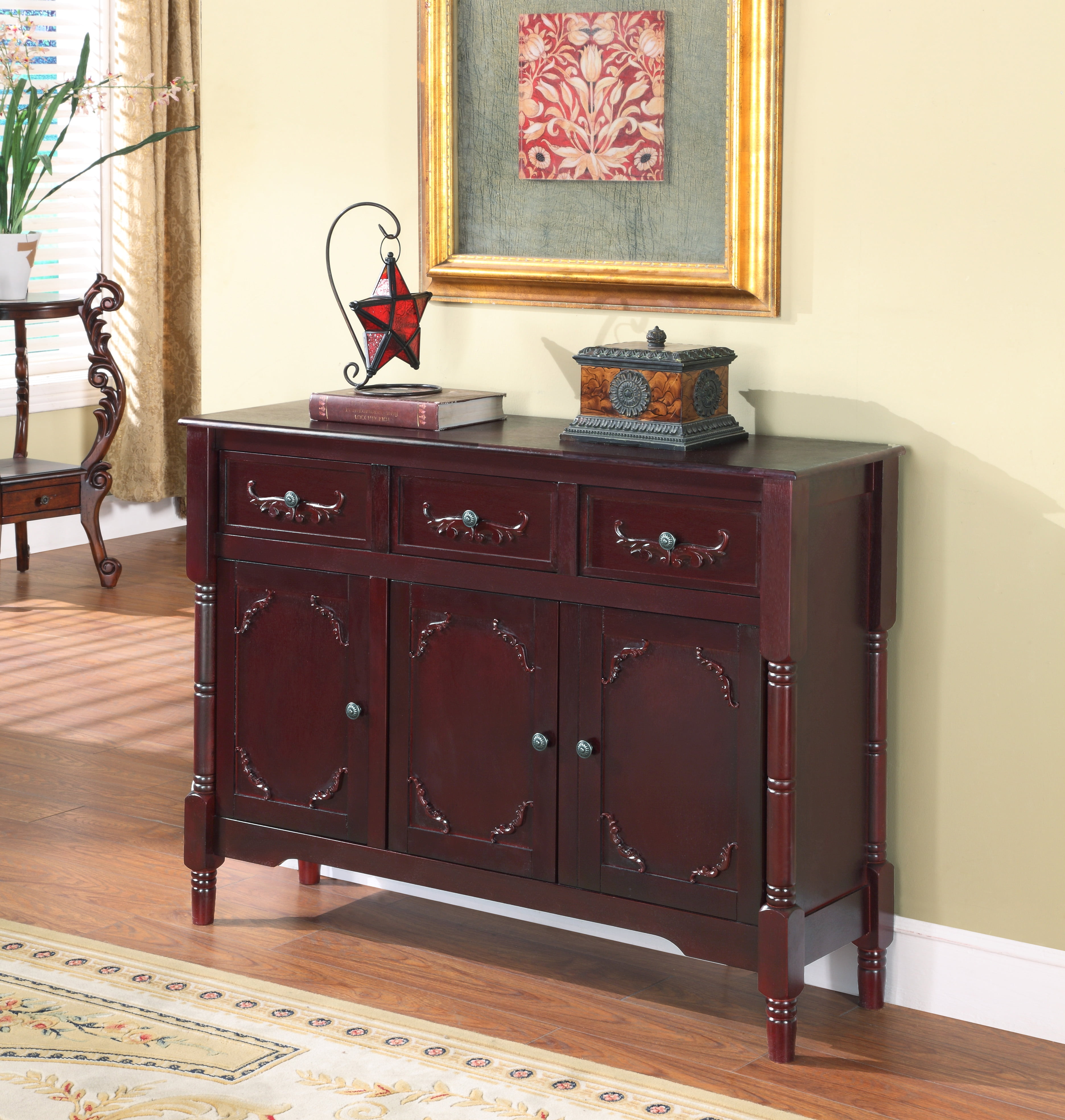 Pilaster Designs Camden Wood Console Sideboard Table with Storage in ...