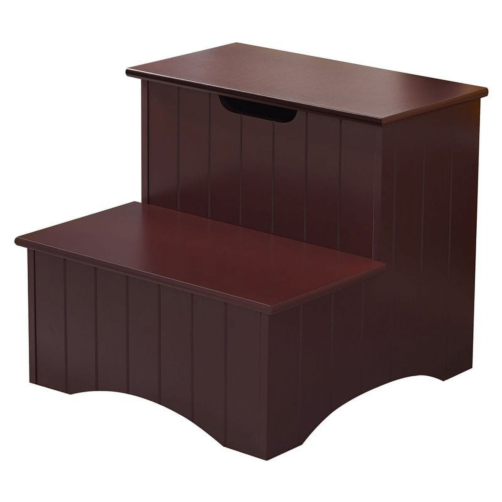 Pilaster Designs Elgin Wood Bedroom Step Stool with Storage in Walnut ...