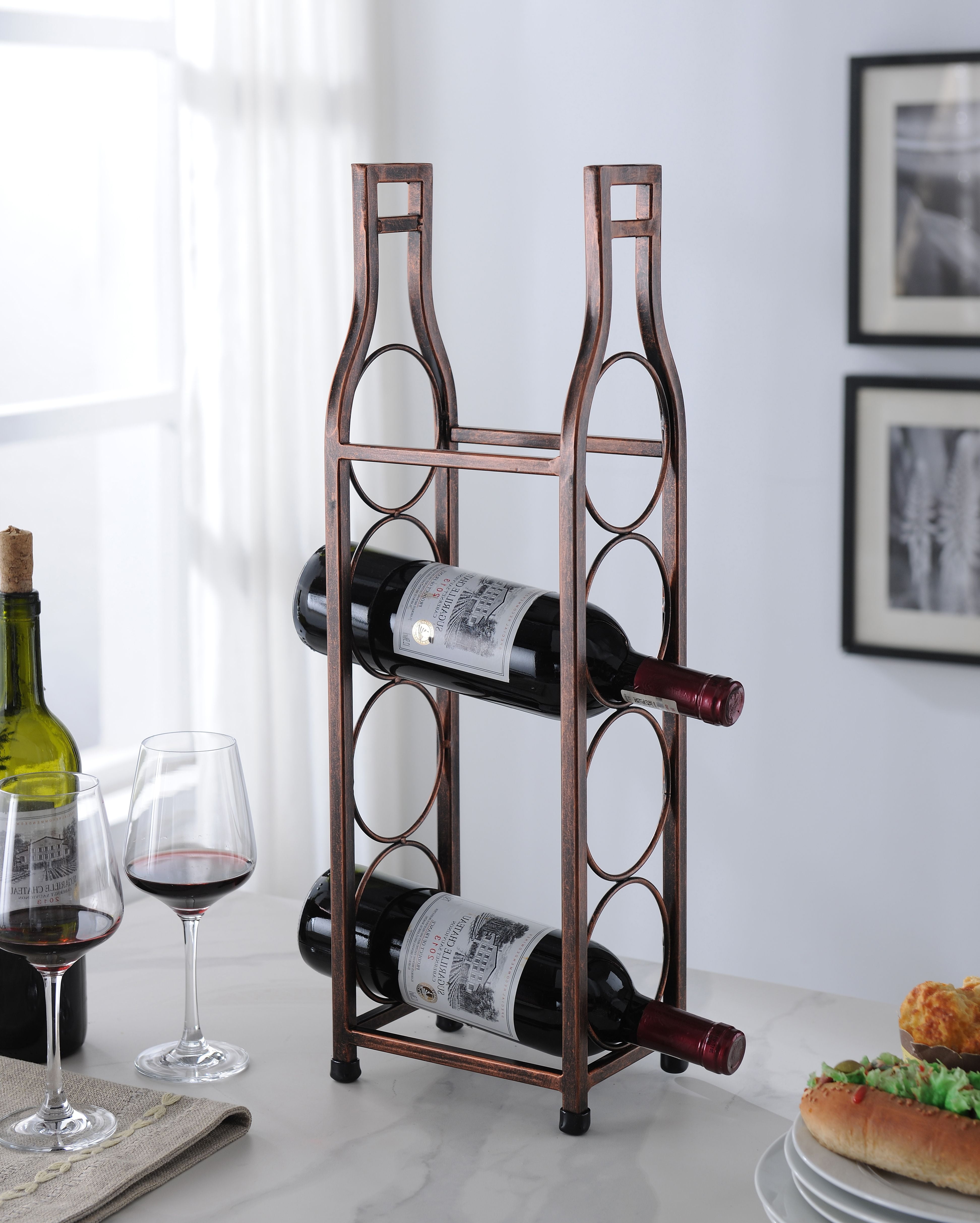 Pilaster Designs Rockford 4-bottle Metal Countertop Wine Rack in Copper ...