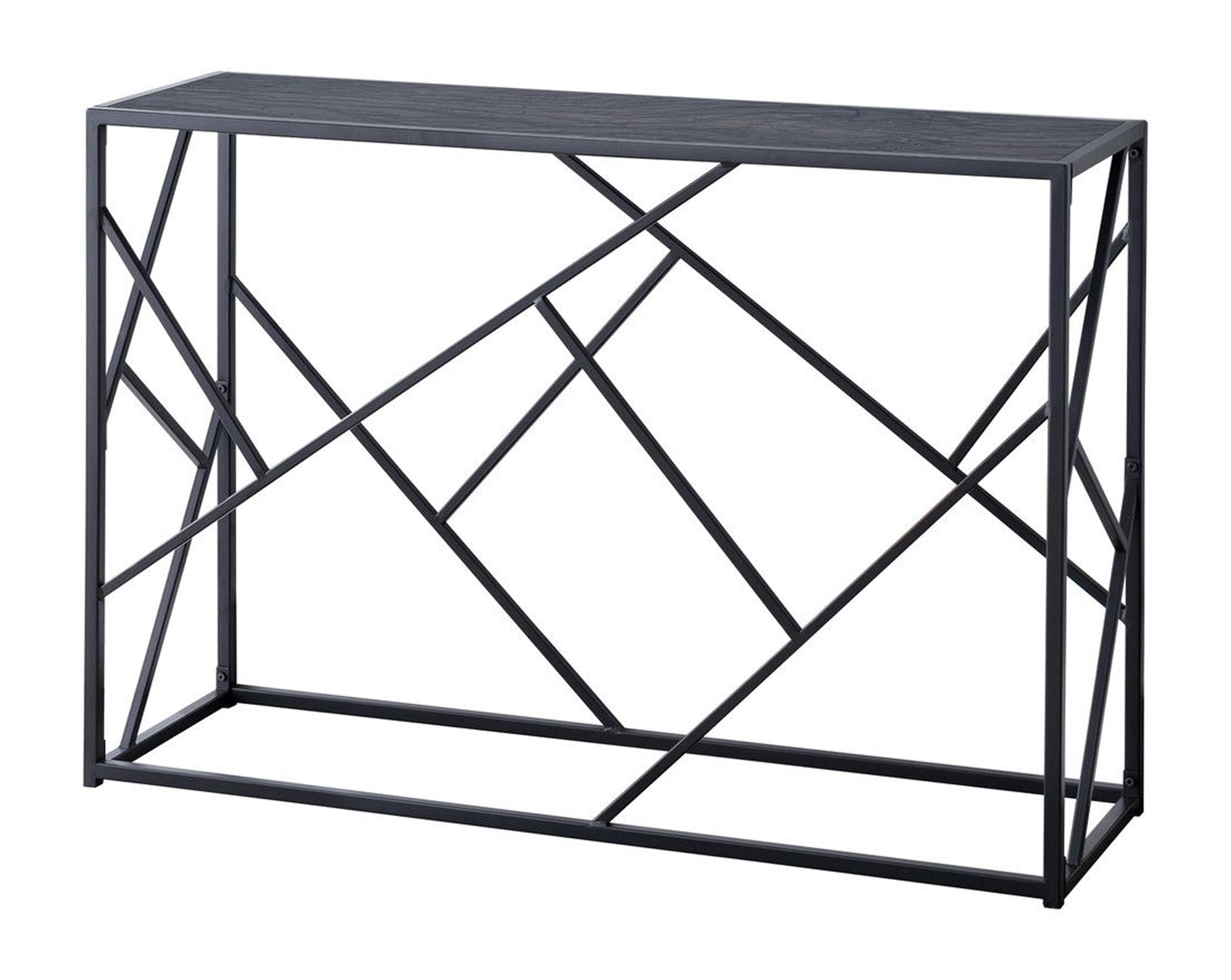 Pilaster Designs Thurl Modern Metal Console Sofa Table in Black/Gray ...