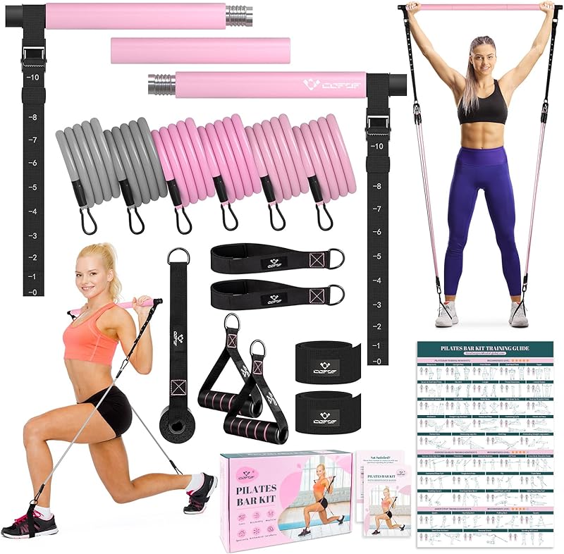 Pilates Bar Kit with Resistance Bands, Multifunctional Yoga Pilates Bar ...