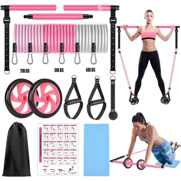 Pilates Bar Kit with Resistance Bands, Multifunctinal Exercise Bar with ...
