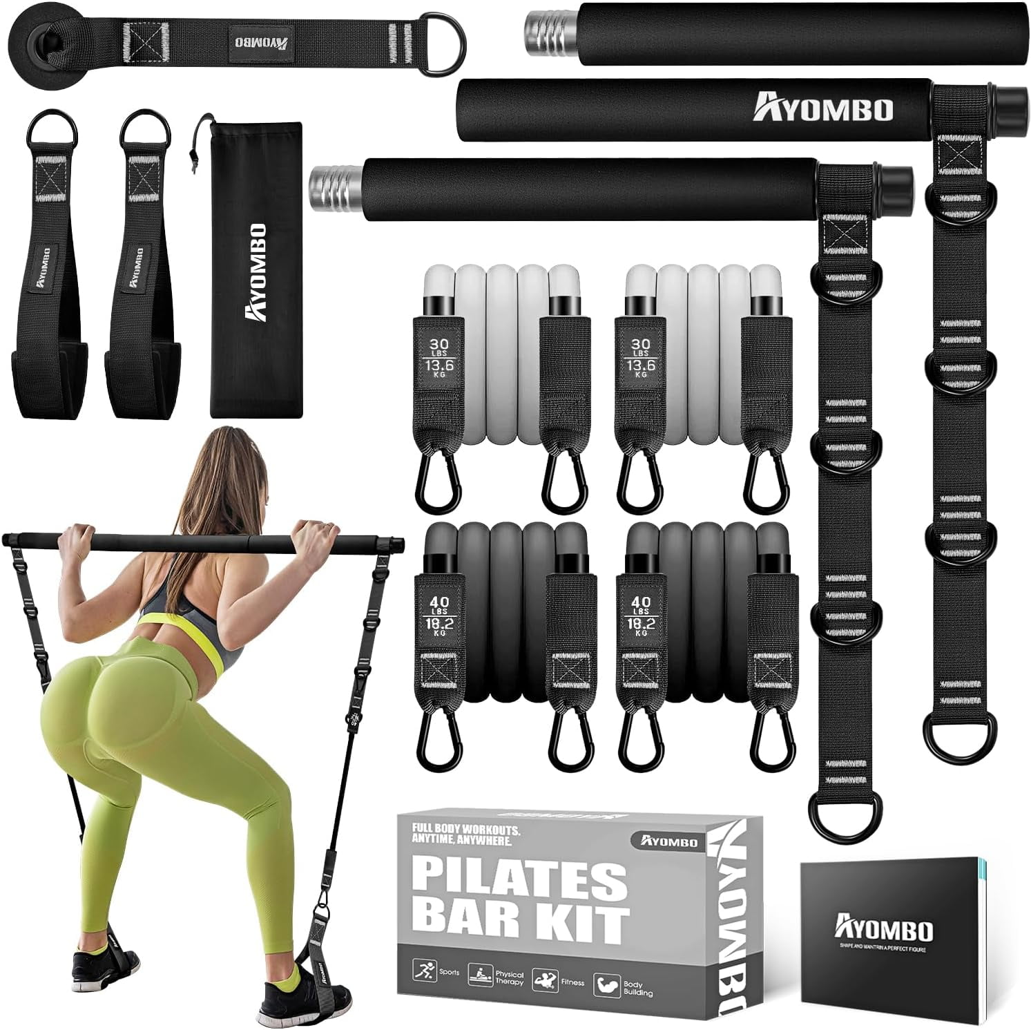 Pilates Bar Kit with Resistance Bands, Pilates Workout Equipment for ...