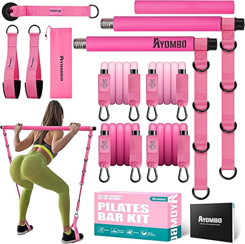 Pilates Bar Kit with Resistance Bands, Pilates Workout Equipment for ...