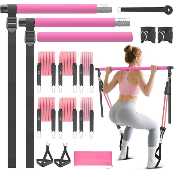 Pilates Bar Kit with Resistance Bands, Portable Pilates Bar for Gym ...
