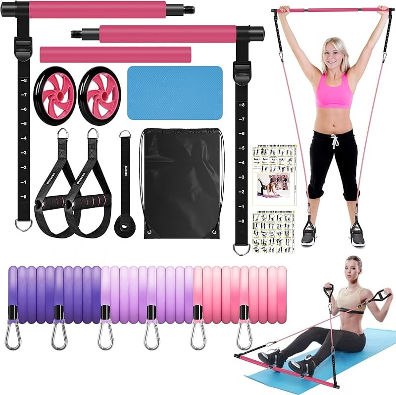Pilates Bar Kit with Resistance Bands for Working Out, Pilates ...