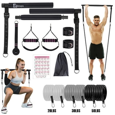 Adjustable Pilates Bar Kit with Resistance Bands, Full Body Workout ...