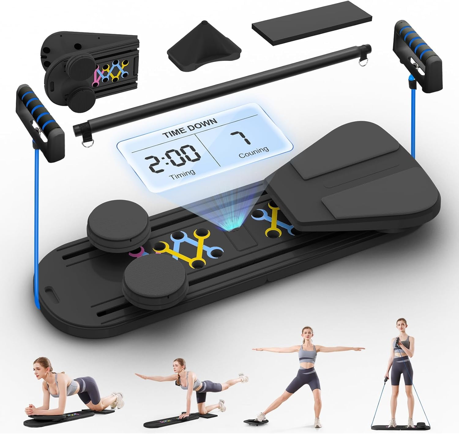 Pilates Board, 6 in 1 Pilates Reformer Set,Multifunctional Abdominal ...