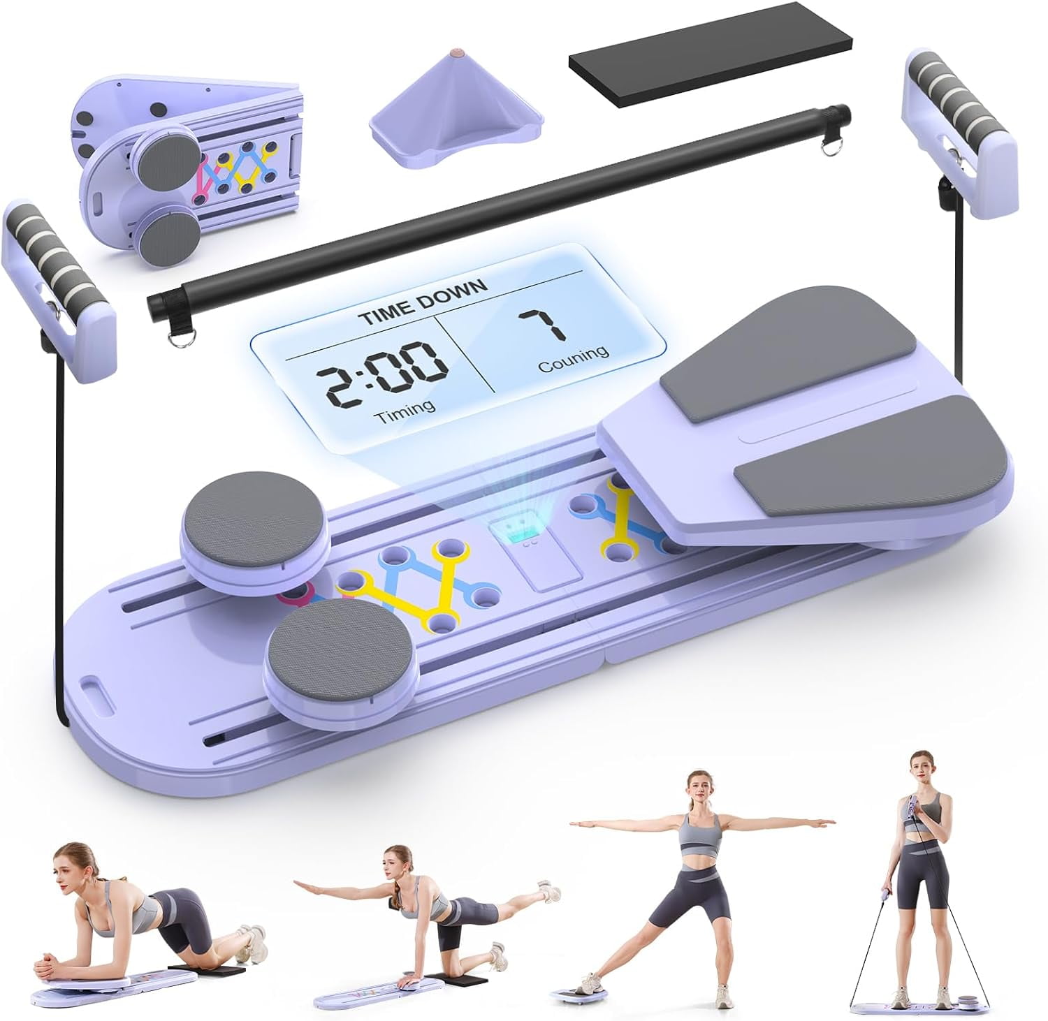 Pilates Board, 6 in 1 Pilates Reformer Set,Multifunctional Abdominal ...