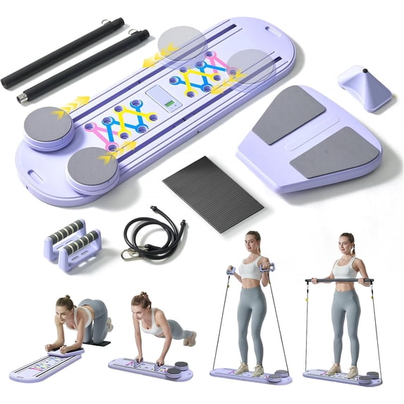 Pilates Board - 6-in-1 Foldable Pilates Reformer for Home, Purple ...
