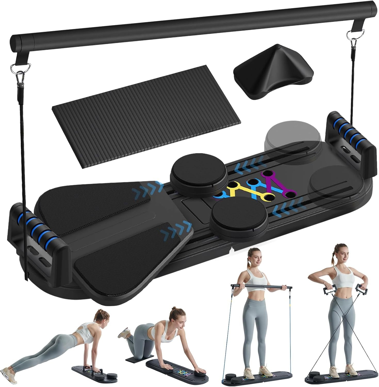 Pilates Board for Home Workout, 6 in 1 Pilates Reformer Machine ...