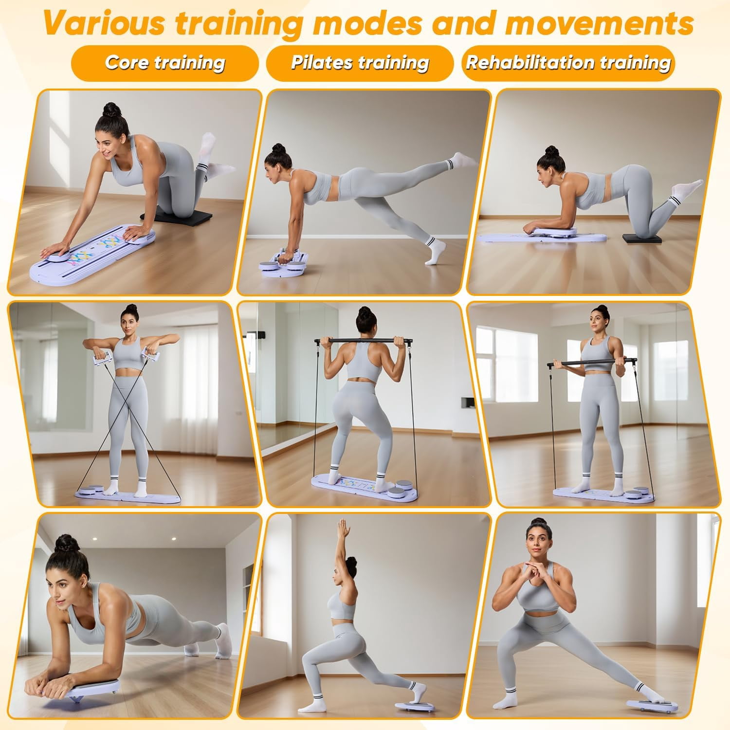 Pilates Board, Multifunctional Portable Pilates Reformers Board Kit for ...