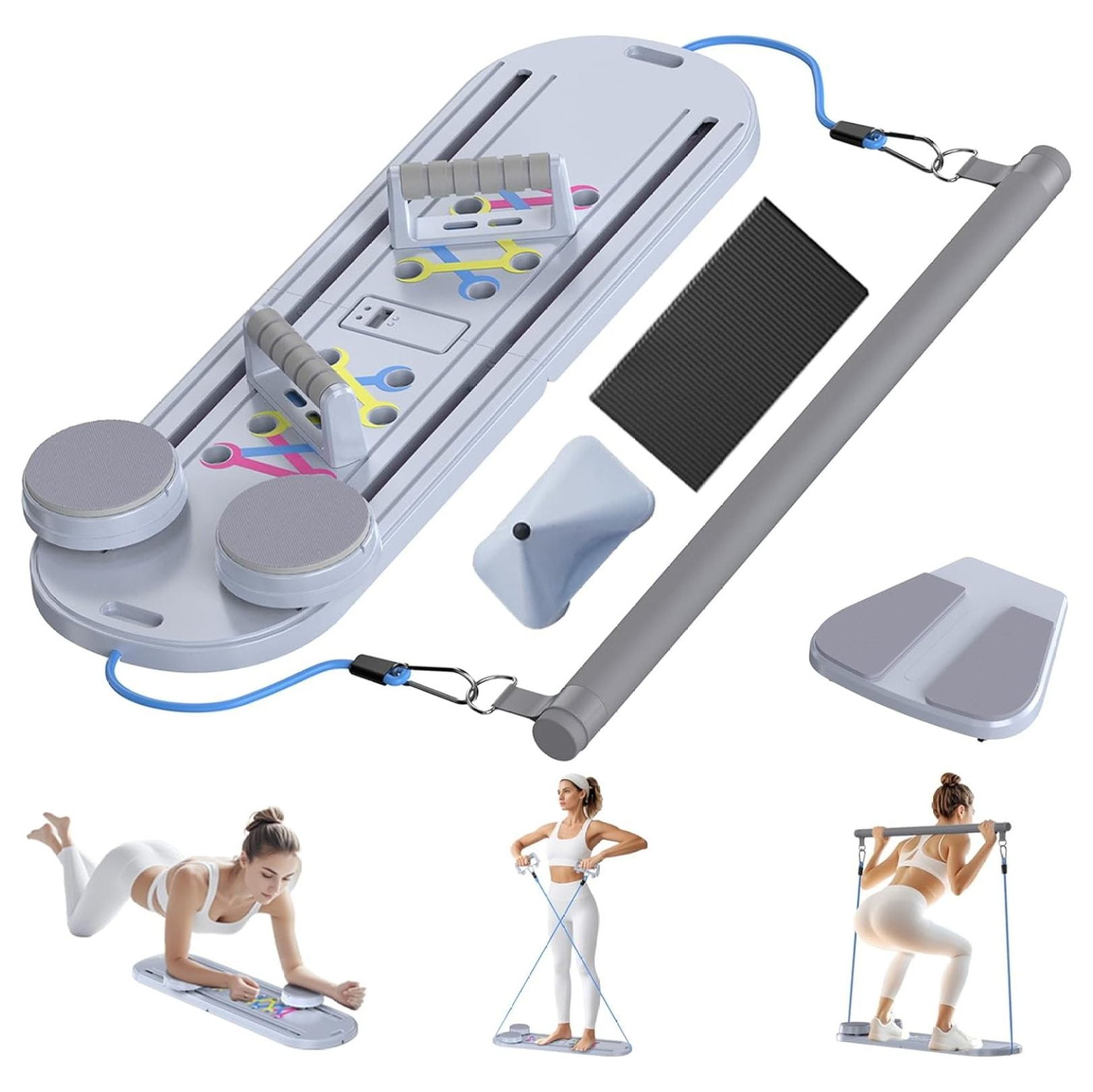 Pilates Board, Pilates Reformer Set 15-in-1 Multifunctional Abdominal ...
