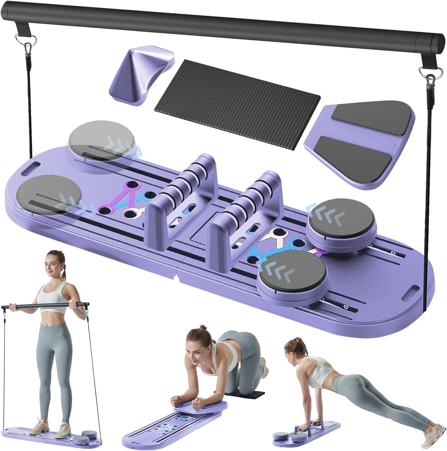 Pilates Board - Pilates Reformer Set, 6 in 1 Pilates Board for Home ...