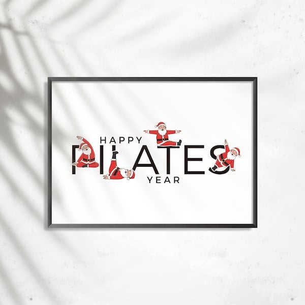 Pilates Christmas Poster: Santa Pilates Poses - Wall Art Print, 24x36 ...