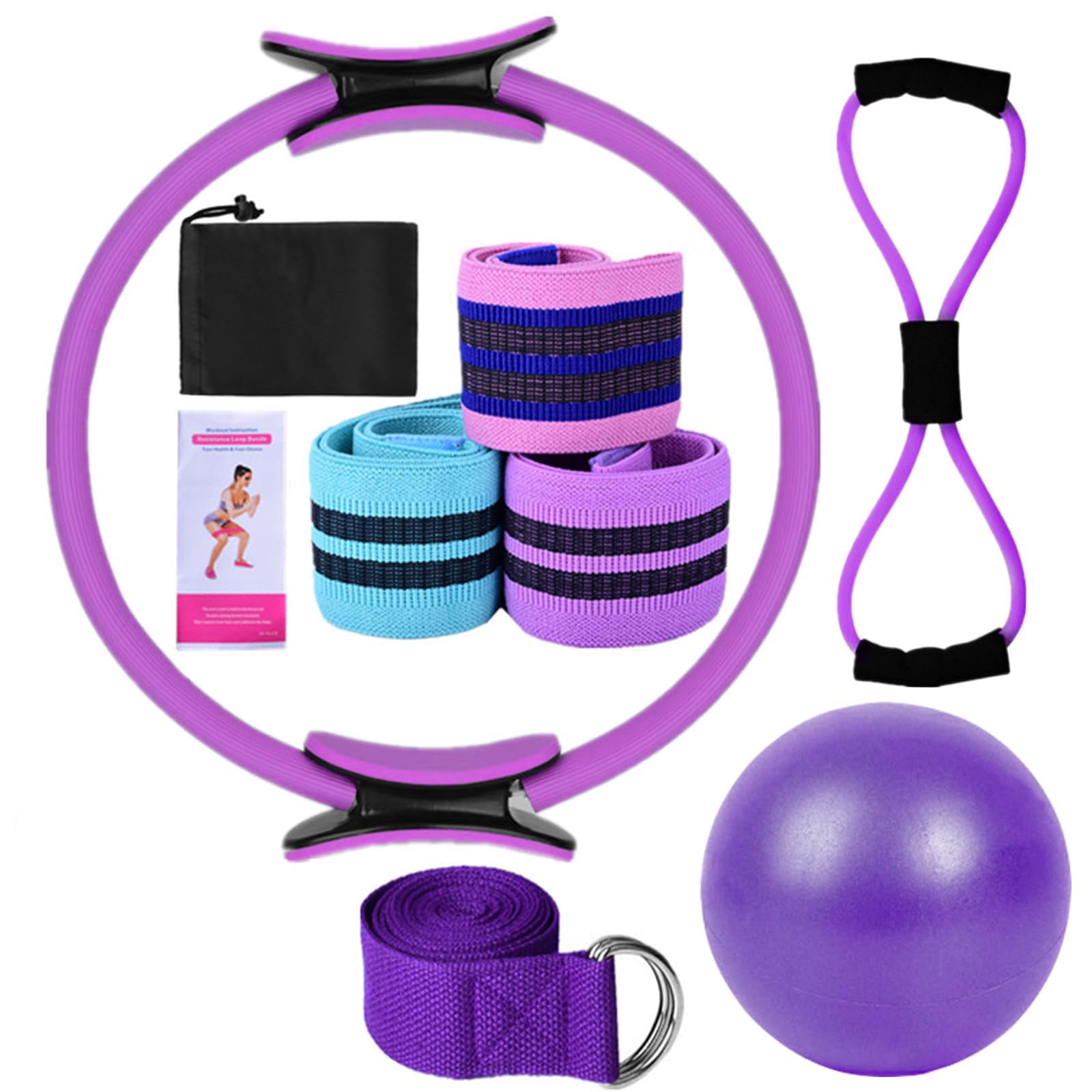 Pilates Essentials Kit for Women, 11 PC Set Booty Bands for Working Out ...