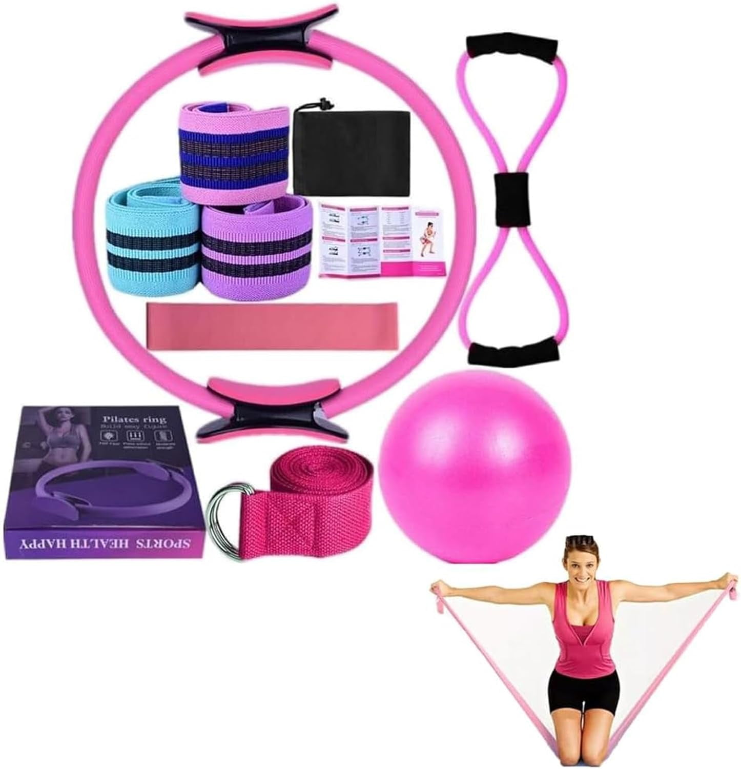 Pilates Kit for Women, 11-in-1 Pilates Ring Set with Booty Bands, Yoga ...