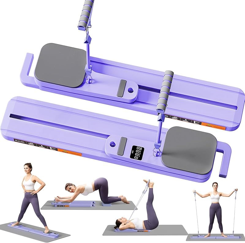 Pilates Reformer Board with Resistance Bands – Portable Pilates Machine ...