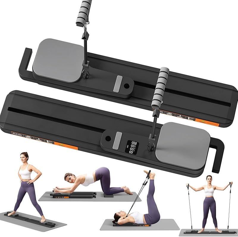 Pilates Reformer Board with Resistance Bands – Portable Pilates Machine ...