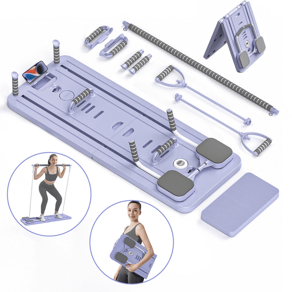 Pilates Reformer Board with Resistance Bands – Portable Pilates Machine ...