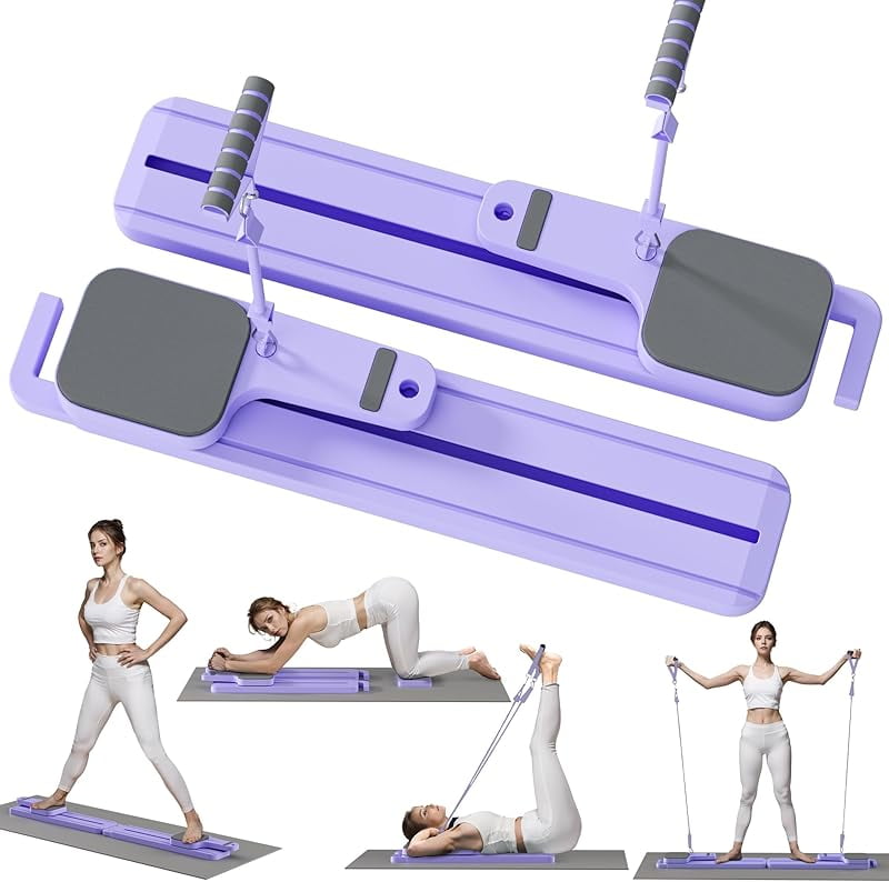 Pilates Reformer Board with Resistance Bands – Portable Foldable Full ...