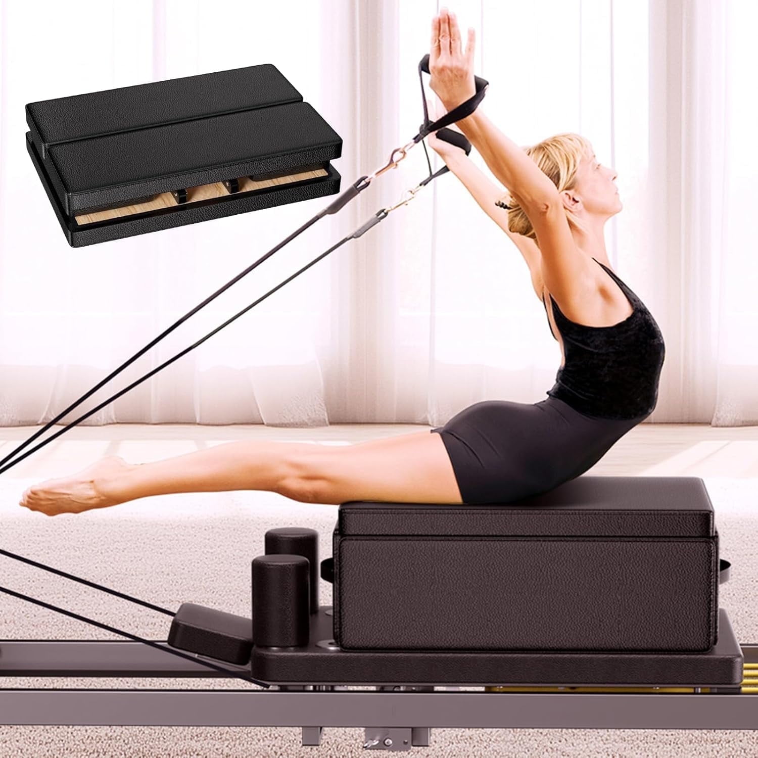 Addwin Pilates Box B10 Pilates Reformer Sitting Box, Vegan Leather ...