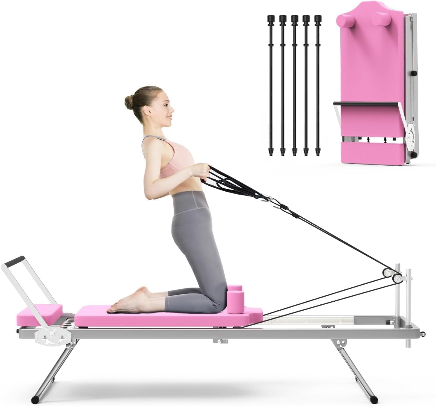 Pilates Reformer Foldable, 79 " Pilates Reformer Machine for Home /Gym ...