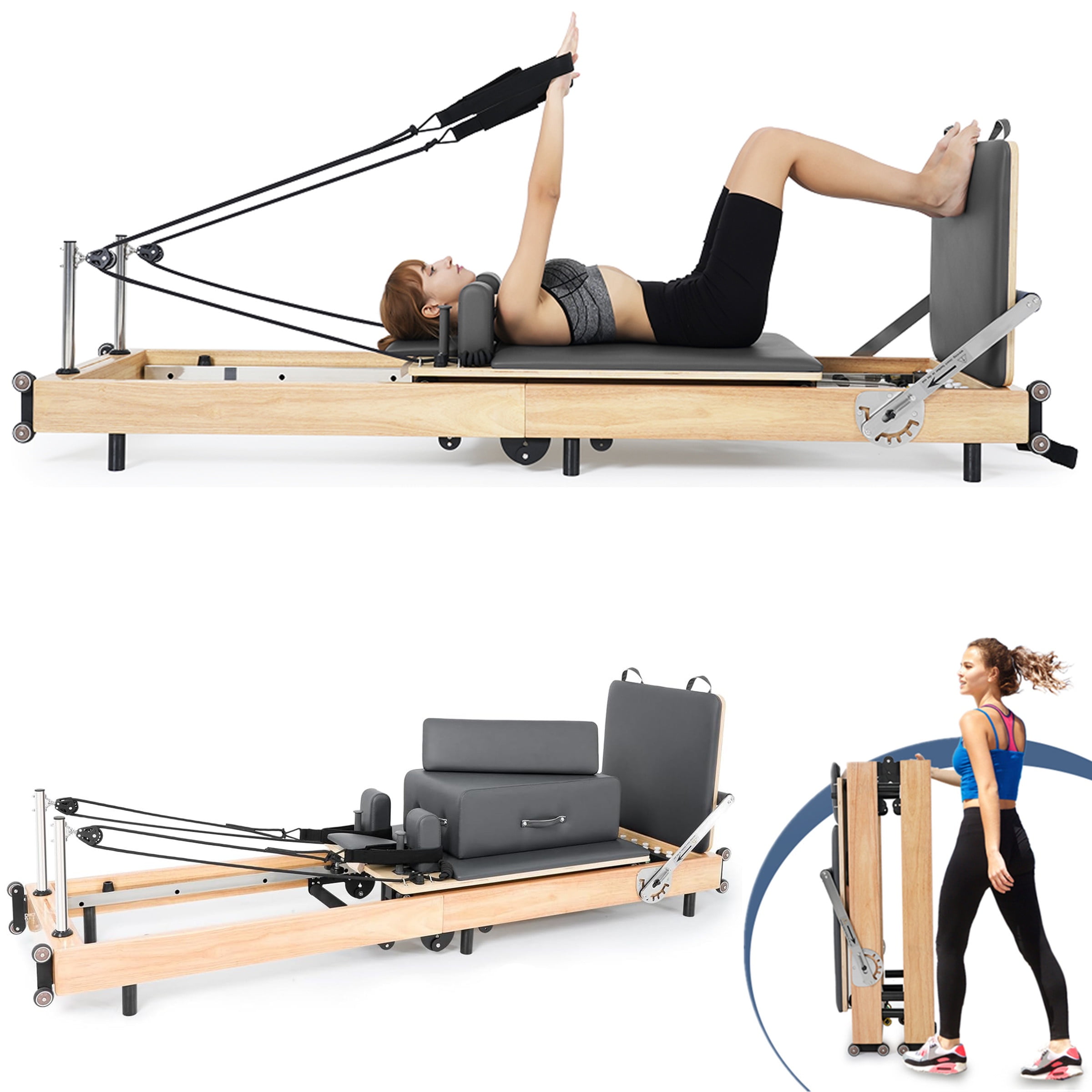 Pilates Reformer Foldable Machine Equipment for Home Gym Aerobic ...