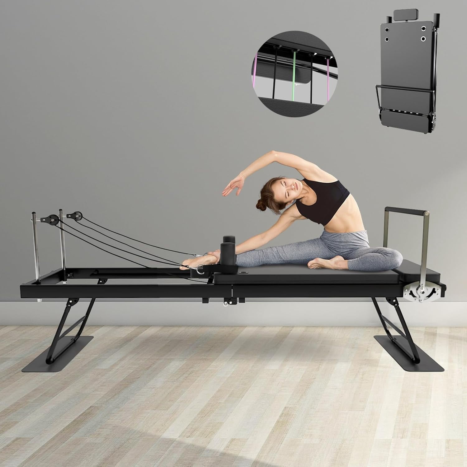 Pilates Reformer Machine, Foldable Reformer Pilates for Home Workout ...