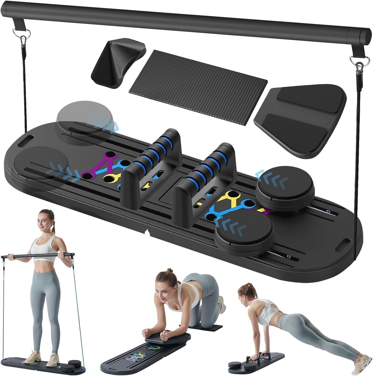 Pilates Reformer Set – 6-in-1 Portable Pilates Board for Home Gym, Core ...