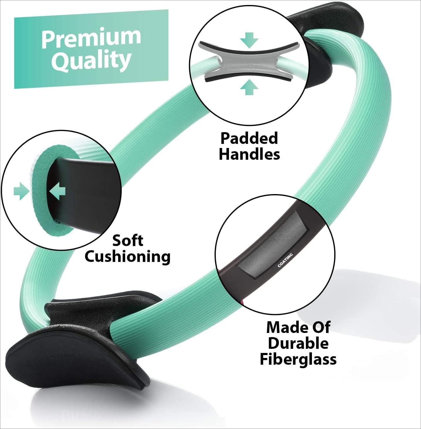 Pilates Ring - 12" Magic Circle w/Dual Grip, Foam Pads for Inner Thigh ...