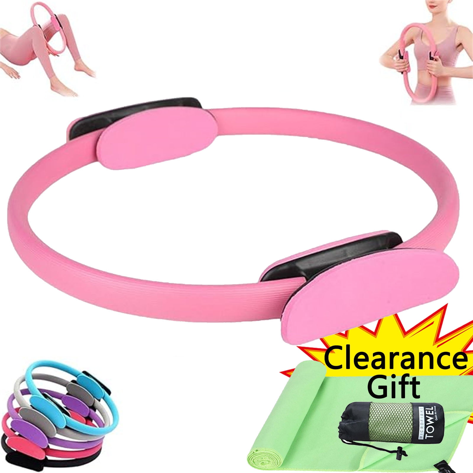 Pilates Ring (15" Rose Pink/Berry, 1 lb), Dual-Grip Magic Circle ...