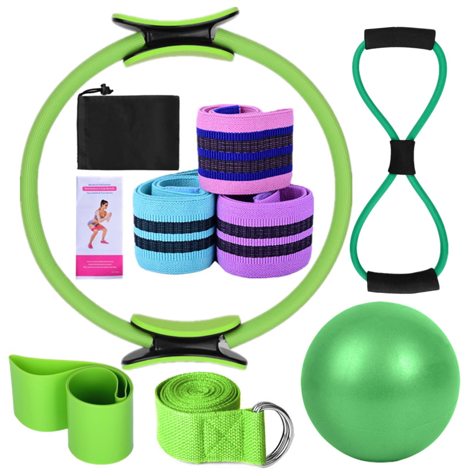 Pilates Ring & Ball Set, Complete Home Workout Kit with Magic Circle ...
