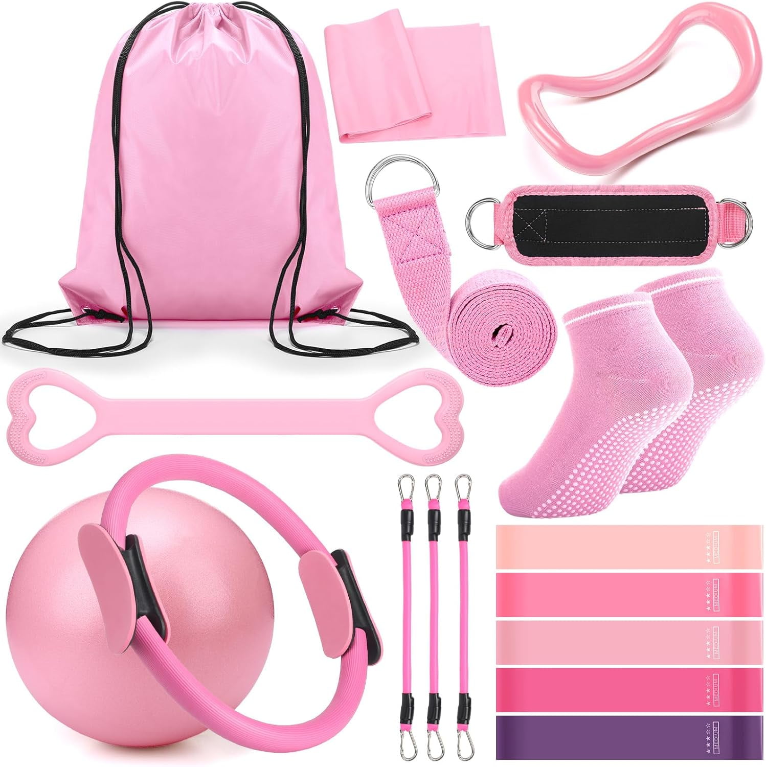 Pilates Ring Circle Set Exercise Equipment Accessories for Women ...