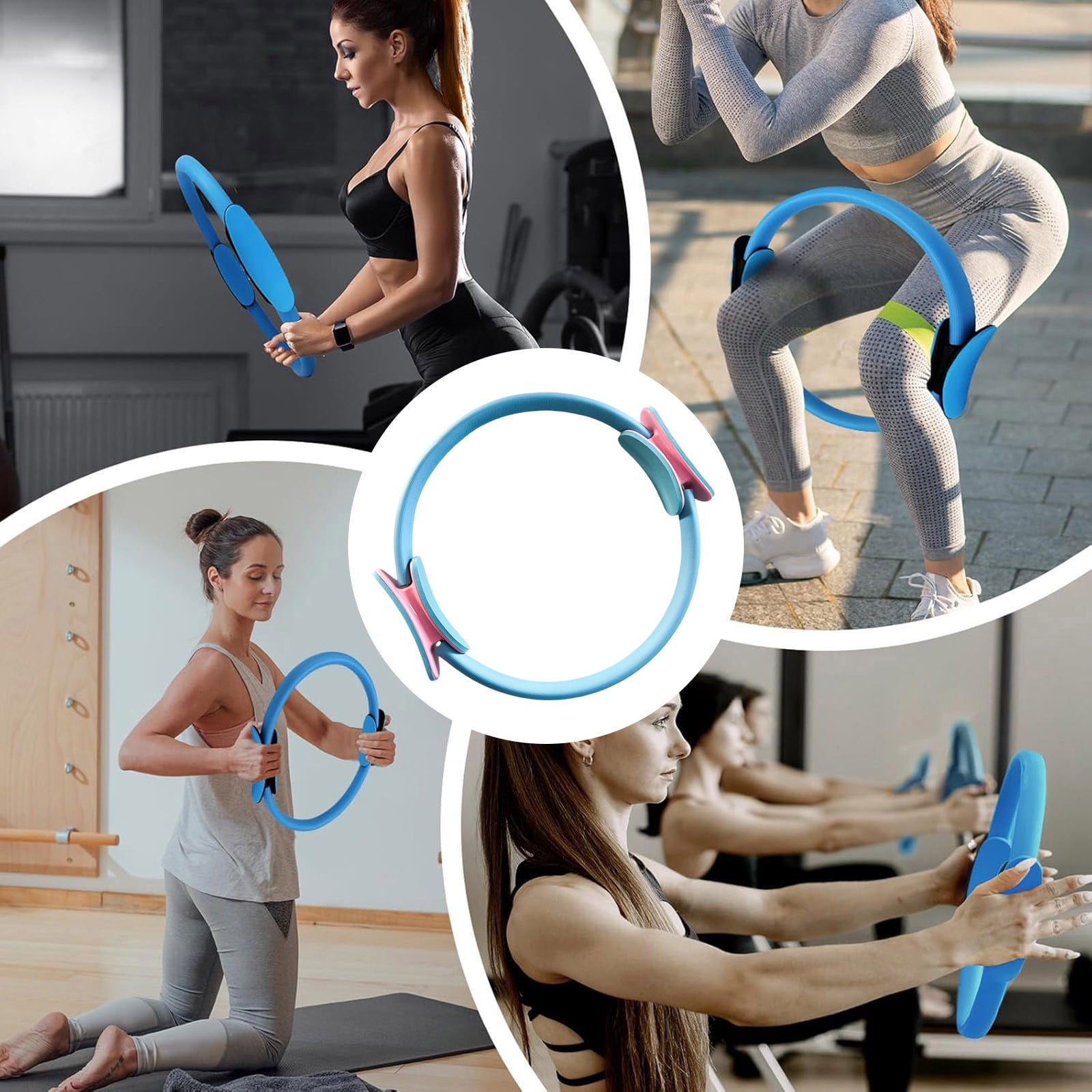 Pilates Ring Fitness Circle 14.96" Yoga Rings Magic Circle with Dual ...