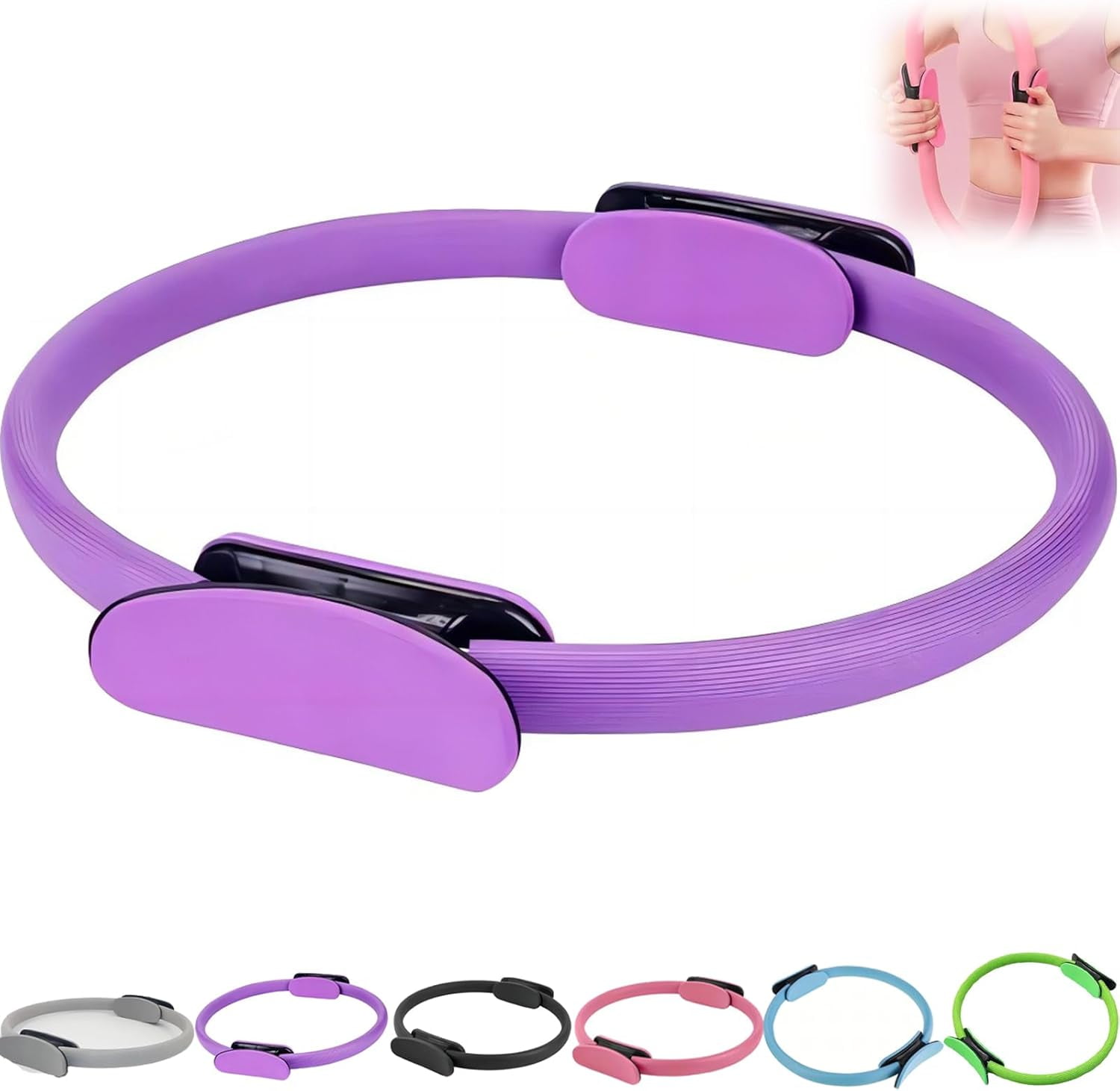 Pilates Ring Fitness Trainer, with Dual Padded Handles, Pilates Ring ...
