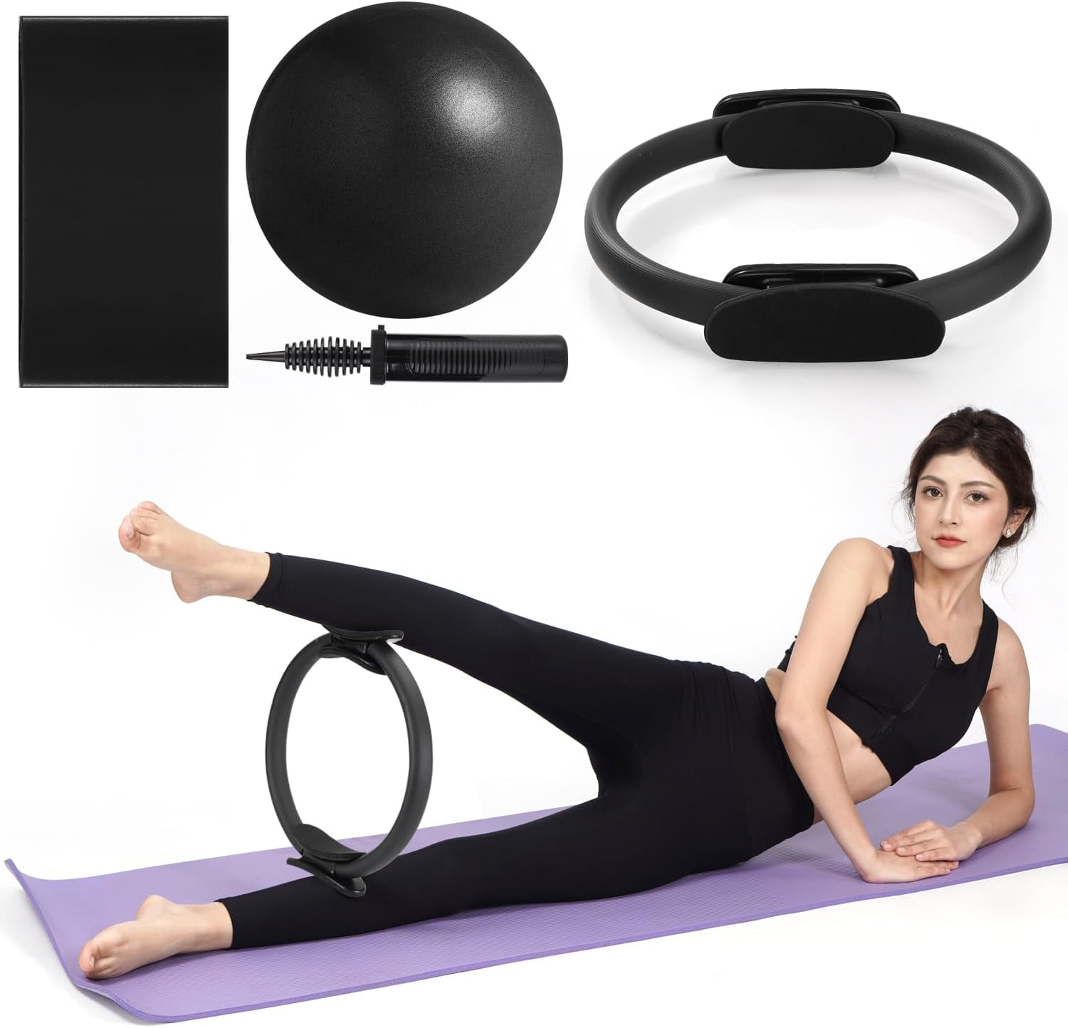 Pilates Ring, Pilates Ring Circle and Ball Set, 12 Inch Magic Circle ...