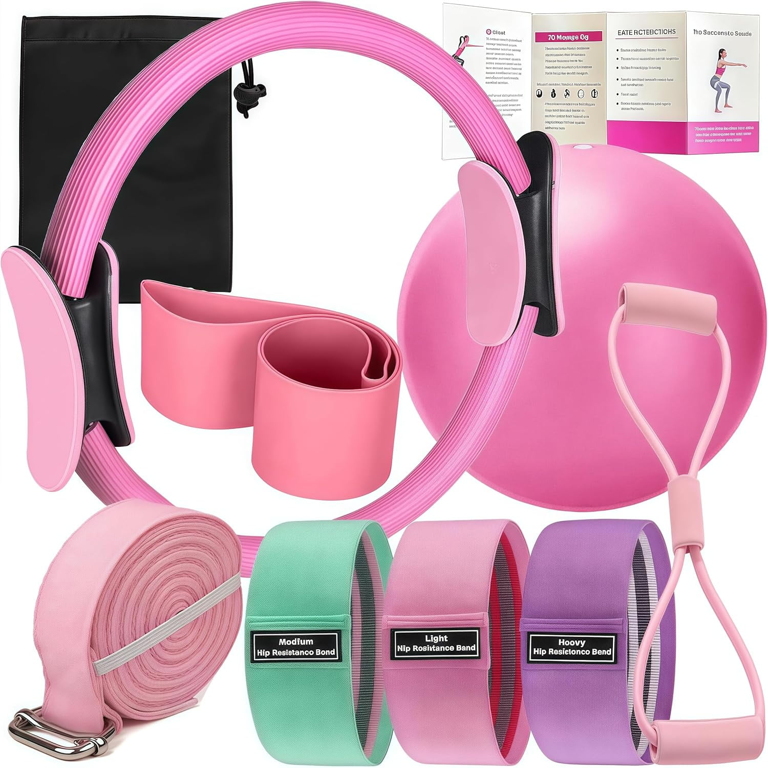 Pilates Set – Home Pilates Equipment for Women Kit with Magic Circle ...