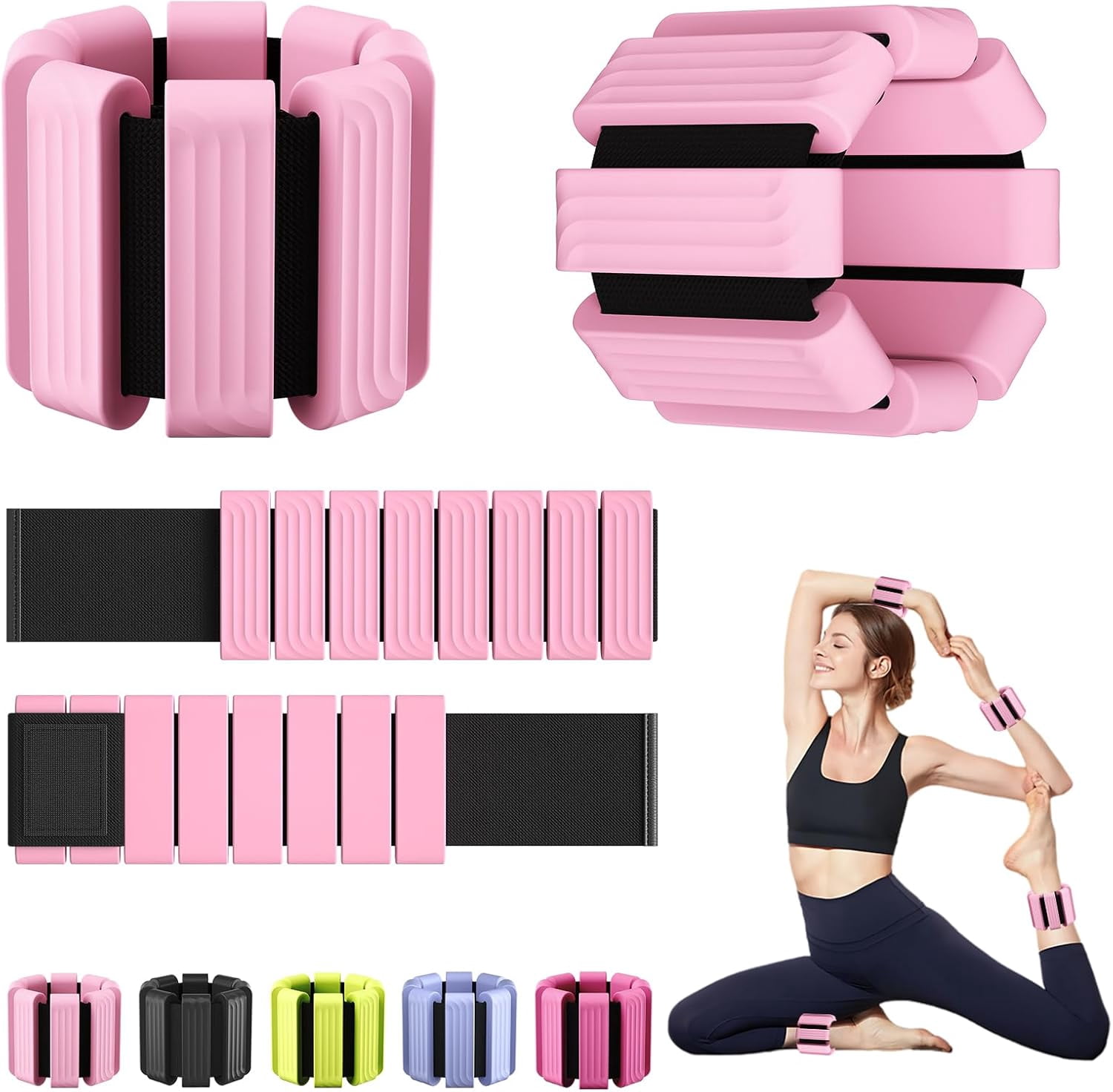 Pilates Wrist and Ankle Weights for Women - Adjustable Weighted Bangles ...