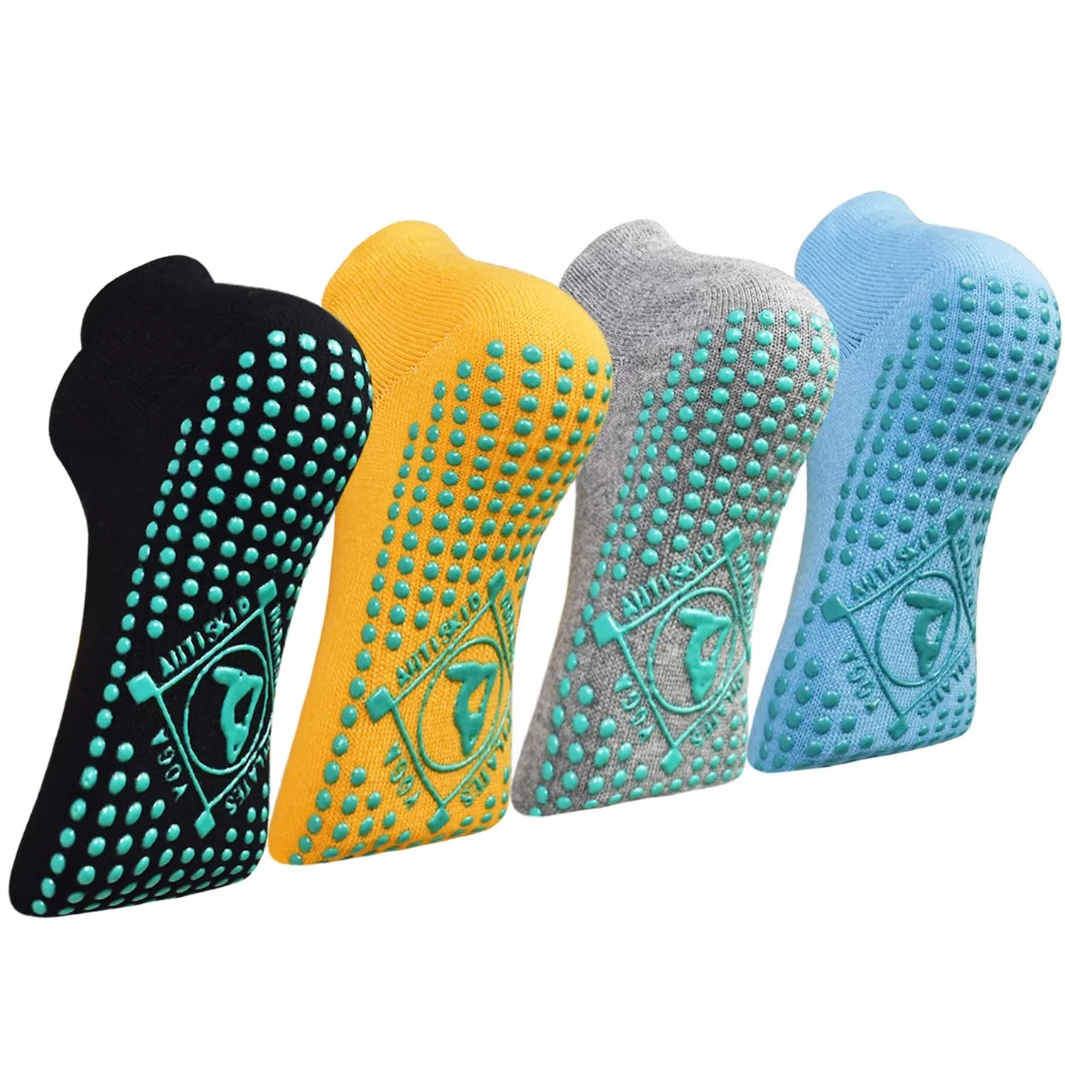 Pilates Yoga Non Slip Grips Socks 4 Pairs Sticky Ballet Workout ...