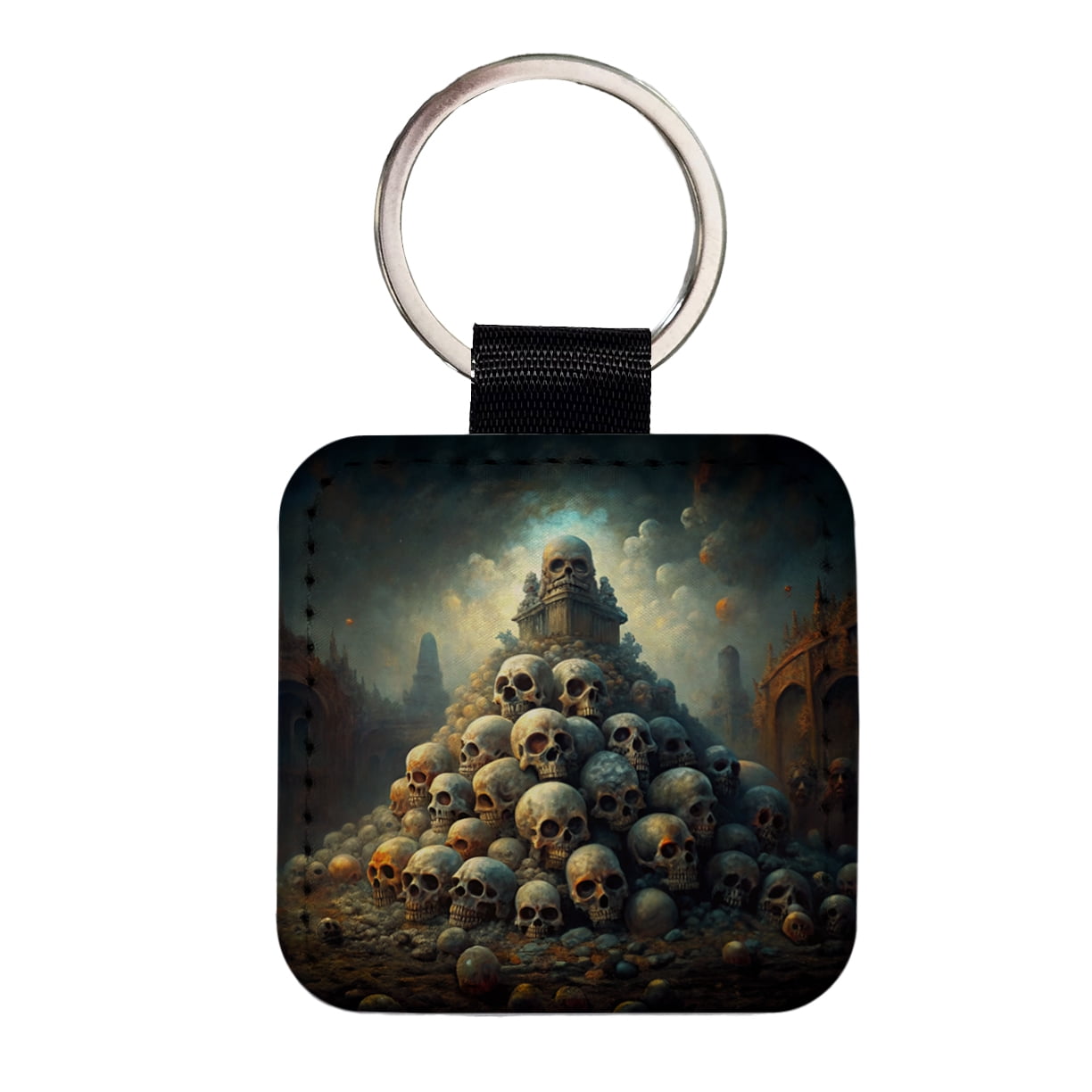 Pile Of Skulls Death Gothic Faux Leather Square Keychain - Walmart.com