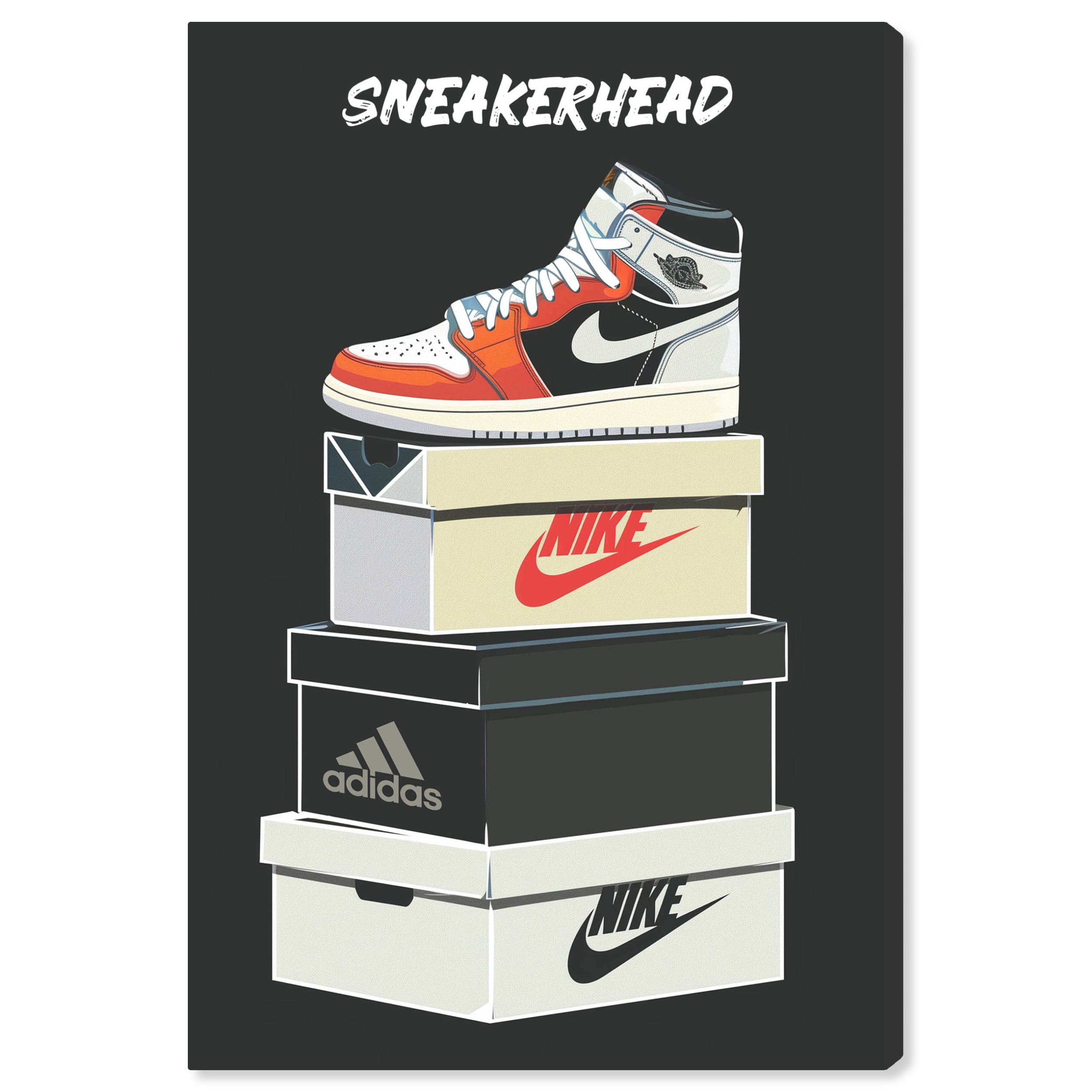Pile Of Sneaker Boxes Motivational Quotes Man Cave Canvas Wall Art by ...