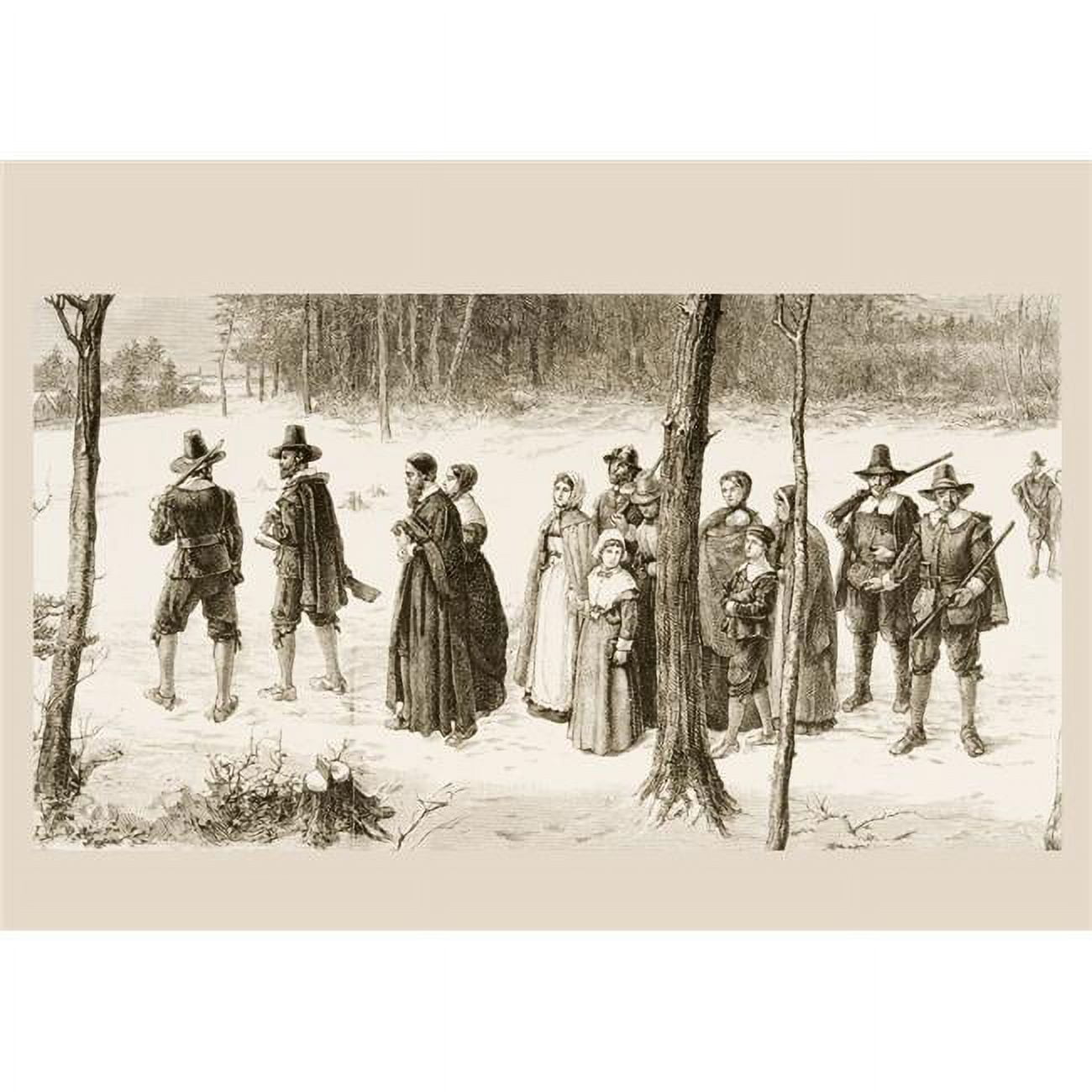 Pilgrim Fathers Going To Church From American Pictures Drawn with Pen ...