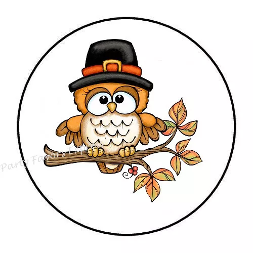 Pilgrim Owl Thanksgiving Sticker Party Favors Sticker Envelope Seals ...