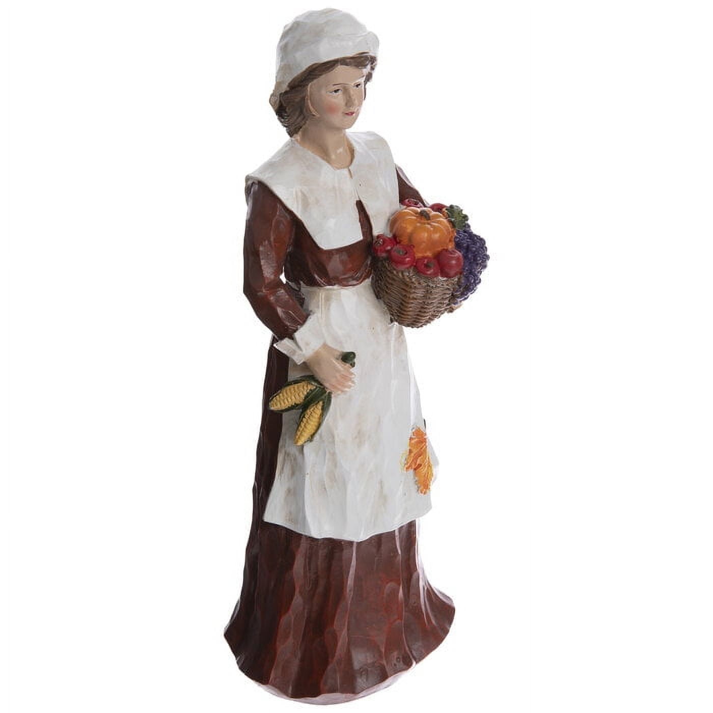 Pilgrim Woman With Fruit Basket Figurine Fall Autumn Home Decor Gift ...