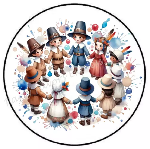 Pilgrims Thanksgiving Sticker Party Favors Sticker Envelope Seals ...